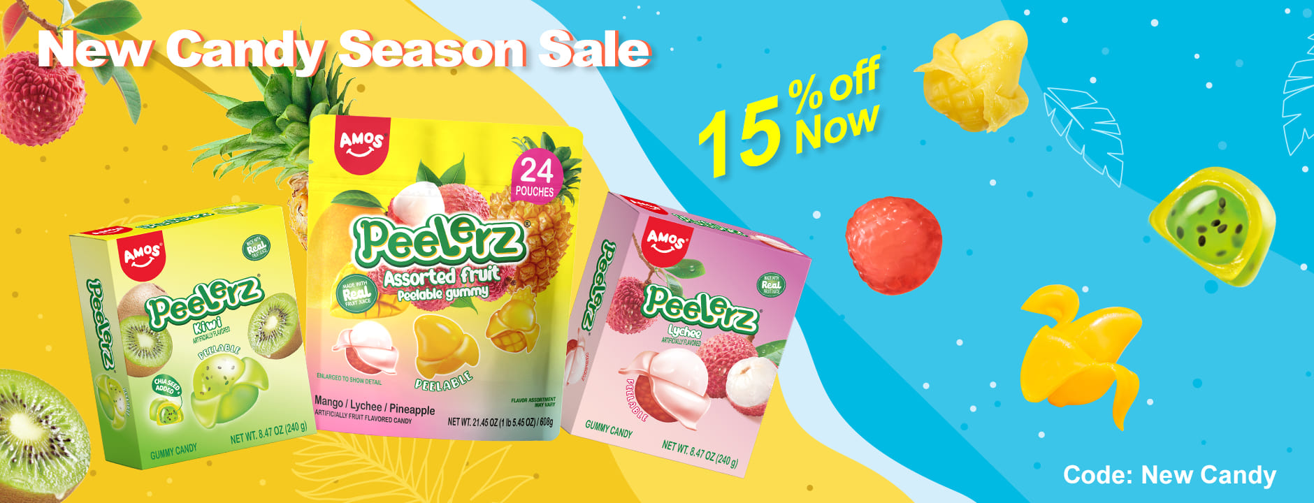 Peelerz - Peelable Gummy 5 Flavor Mix - 240g – Amos Sweets